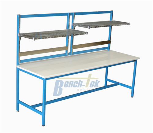 Slotted Modular Workbench with Wire Shelves | Bench-Tek Solutions